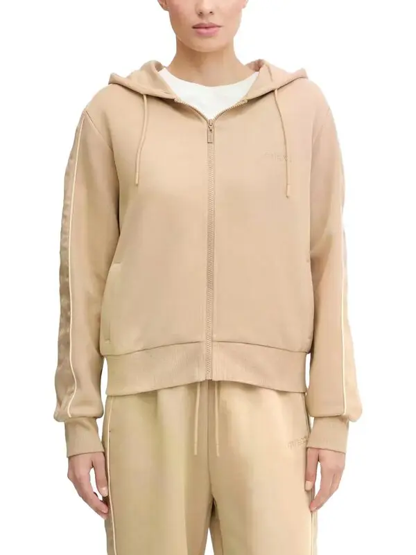 Guess Panelled Zip-up Hoodie - Neutrals