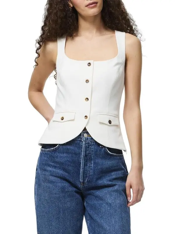 French Connection Azra Twill Vest - Porcelain Cream