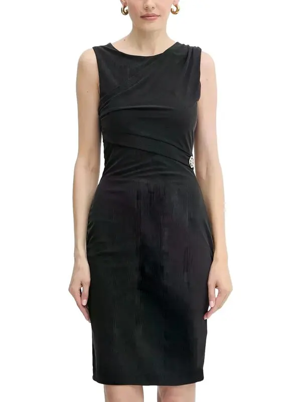 Guess Draped Embellished Midi Dress - Black