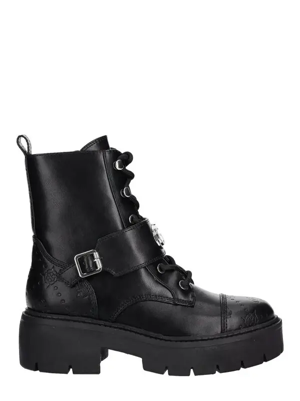 Guess Buckle-embellished Combat Boots - Black