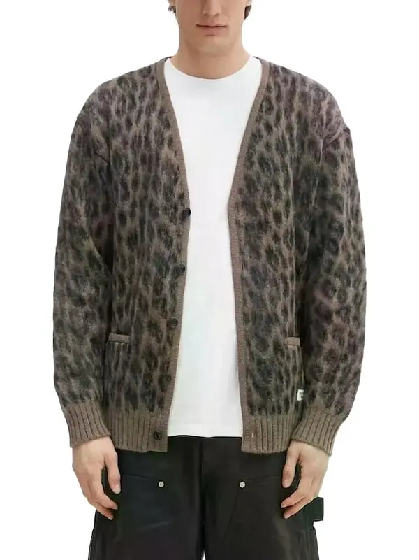 WACKO MARIA Leopard-print Button Cardigan - Brown