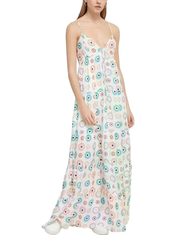 Desigual Graphic-print Tiered Maxi Dress - White