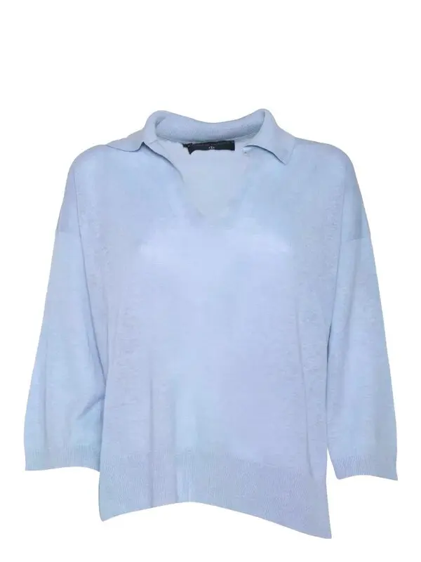 FILIPPO DE LAURENTIIS Three-quarter Sleeve Top - Blue