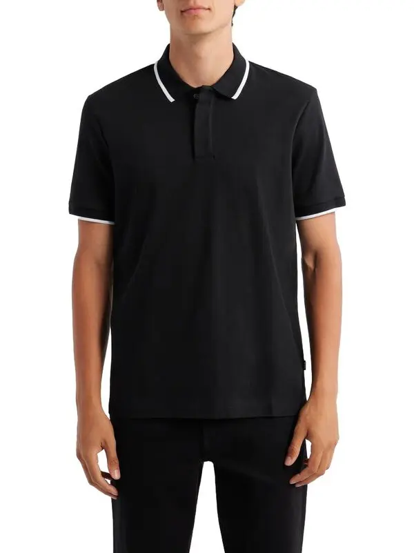 BOSS Parlay Tipped Cotton Polo - Black