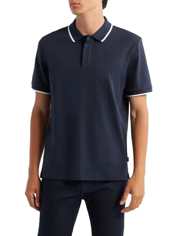 BOSS Parlay Tipped Cotton Polo - Dark Blue