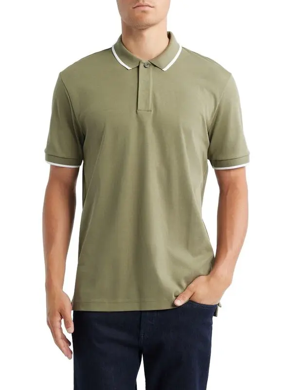 BOSS Parlay Tipped Cotton Polo - Medium Green