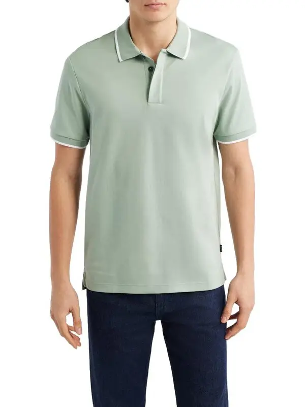 BOSS Parlay Tipped Cotton Polo - Open Green
