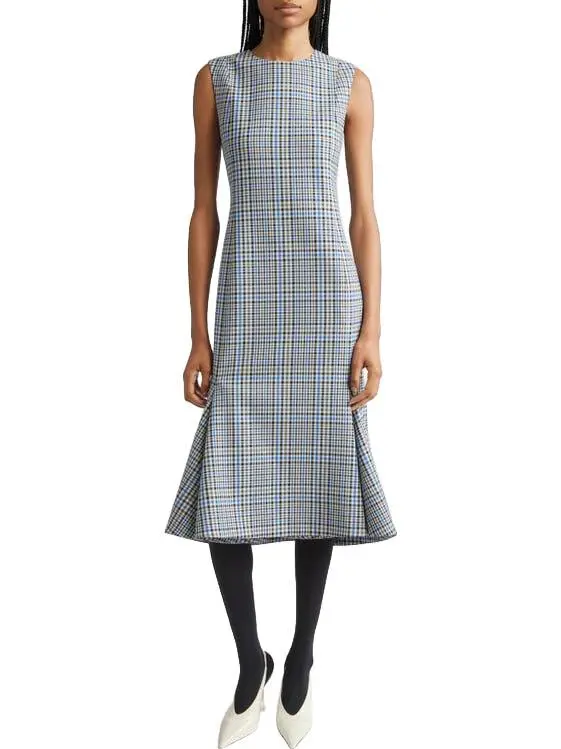 Proenza Schouler Bruna Plaid Midi Dress - Blue Multi