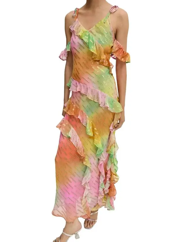 NEVER FULLY DRESSED Faro Sequin-embellished Dress - Yellow