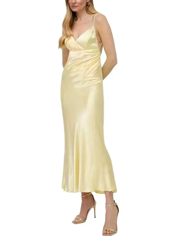 Bardot Satin Backless Dress - Yellow