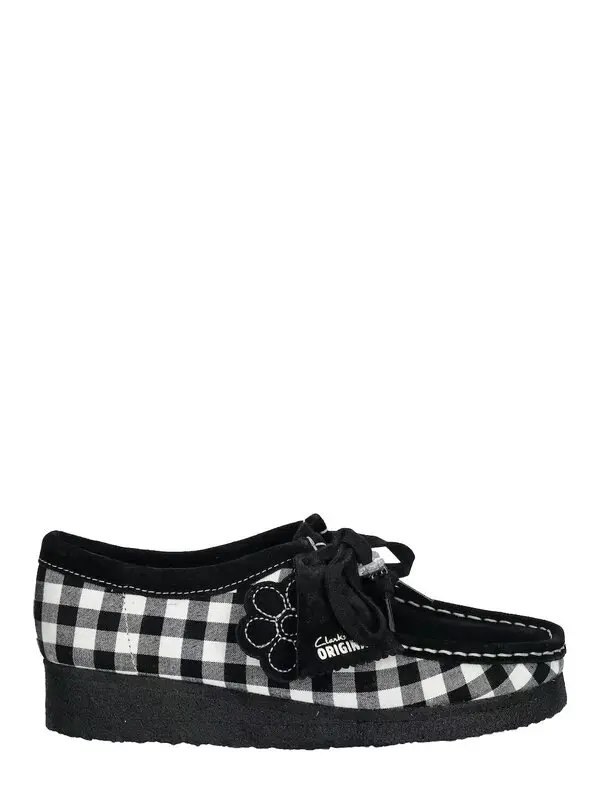 Clarks Gingham-check Flower-embellished Loafers - Black