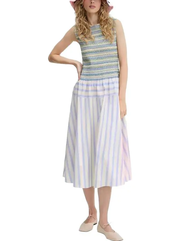 Stine Goya Smocked Striped Midi Dress - Multicolour