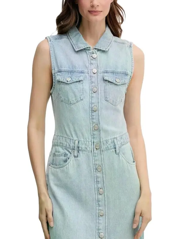 Dkny Button-front Sleeveless Denim Shirtdress - Blue