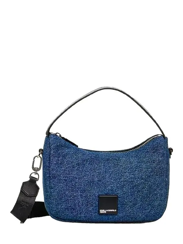 Karl Lagerfeld Box Logo Denim Crossbody Bag - Blue