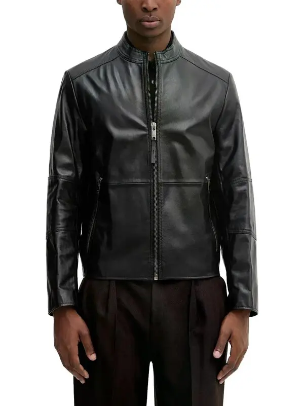 Hugo Zip-fastening Leather Jacket - Black