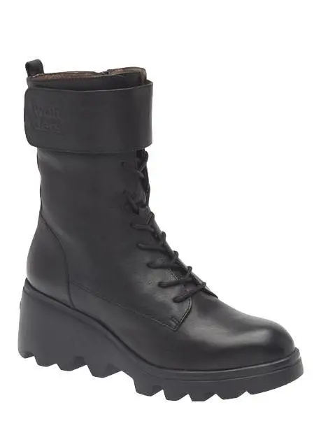 WONDERS Leather Combat Boots - Bulut Black