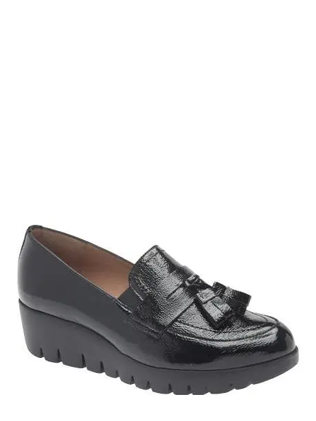 WONDERS Tassel Wedge Loafer - Lack Black