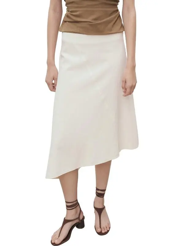 Mango Asymmetric Midi Skirt - Ecru