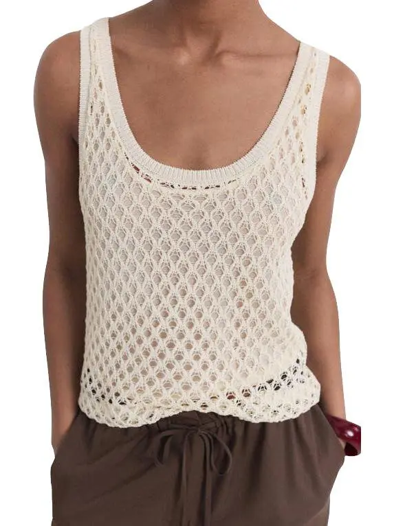 Mango Openwork Knit Tank - Ecru