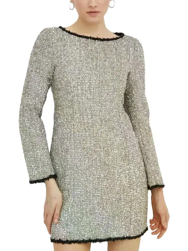 Miss Sixty Sequin Tweed Long-sleeve Dress - Grey