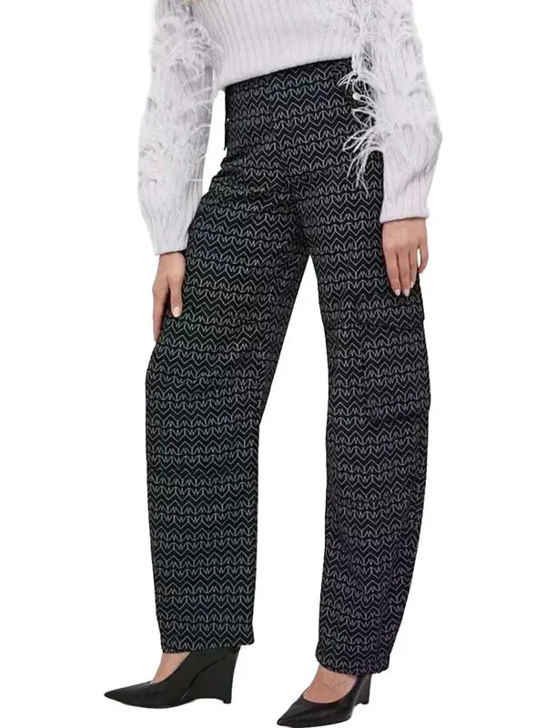 Patrizia Pepe Geometric-print Trousers - Black