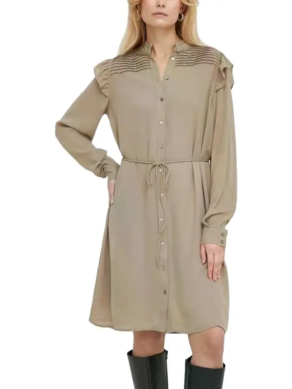 BRUUNS BAZAAR Pleated Ruffle Midi Dress - Neutrals