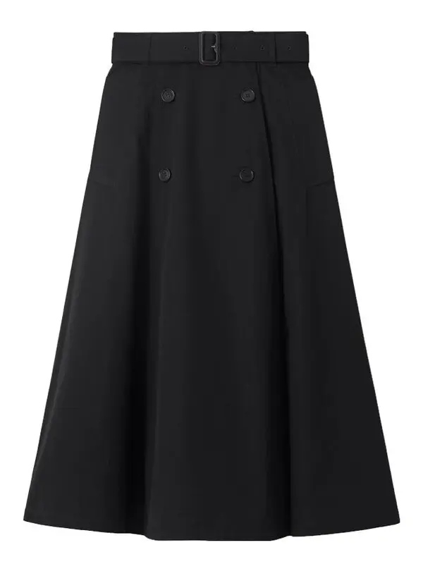 Burberry Gabardine Trench Midi Skirt - Black