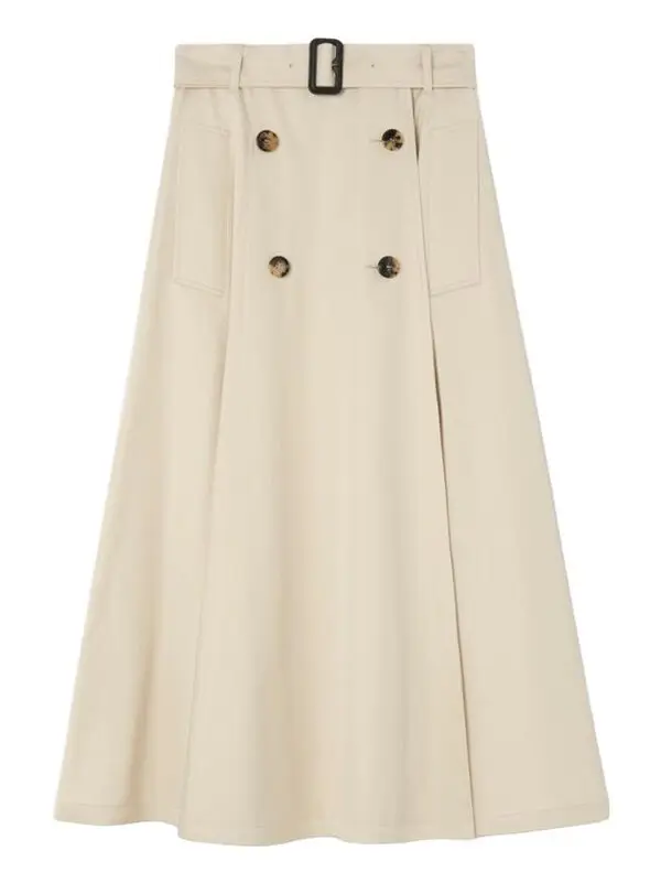 Burberry Gabardine Trench Midi Skirt - Clam Beige