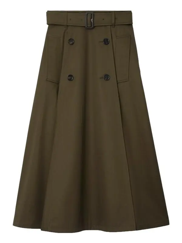 Burberry Gabardine Trench Midi Skirt - Green Green