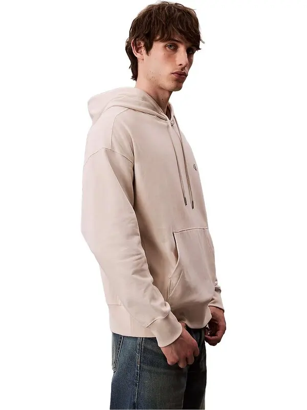 Calvin Klein Premium Terry Relaxed Monogram Fleece Hoodie - Chalk
