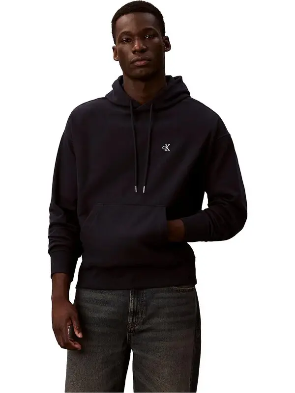 Calvin Klein Premium Terry Relaxed Monogram Fleece Hoodie - Dark Sapphire