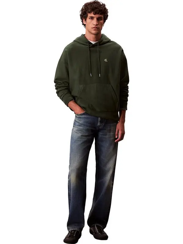 Calvin Klein Premium Terry Relaxed Monogram Fleece Hoodie - Sycamore