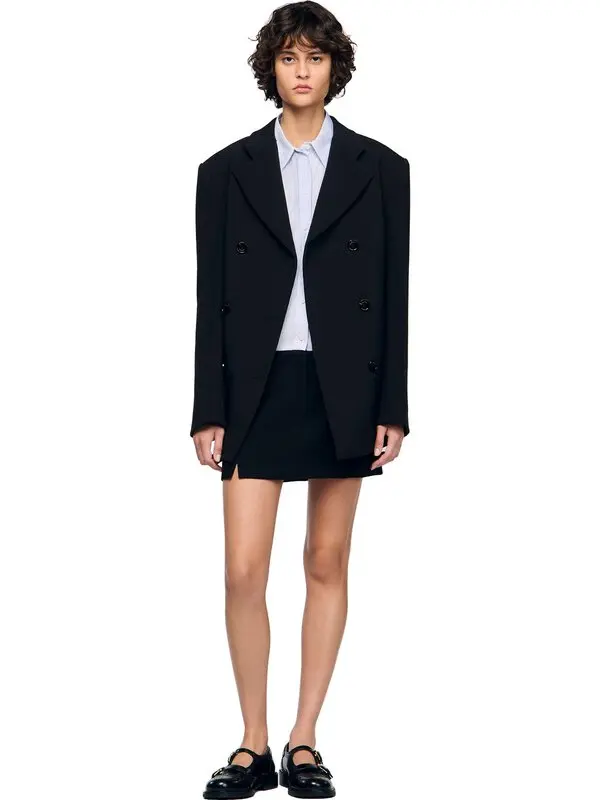 Sandro Tailored Double-breasted Jacket - Black