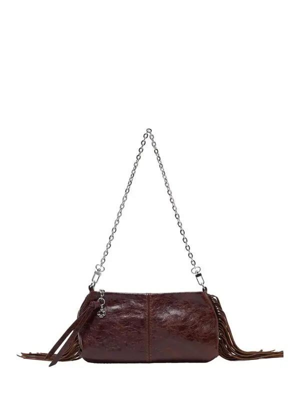 Maje Leather Miss M Clutch - Dark Brown