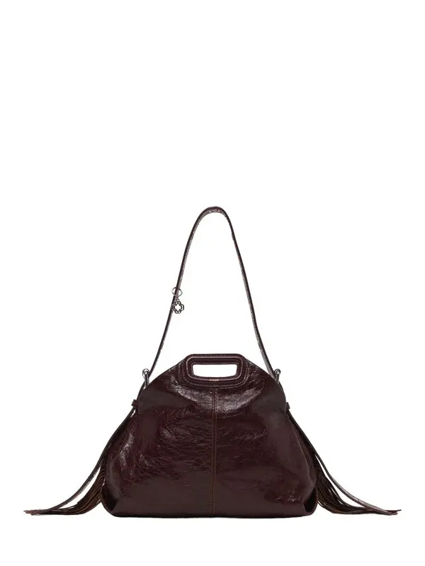 Maje Leather Miss M Bag - Dark Brown