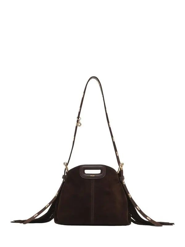 Maje Miss M Mini Suede Leather Bag - Dark Brown