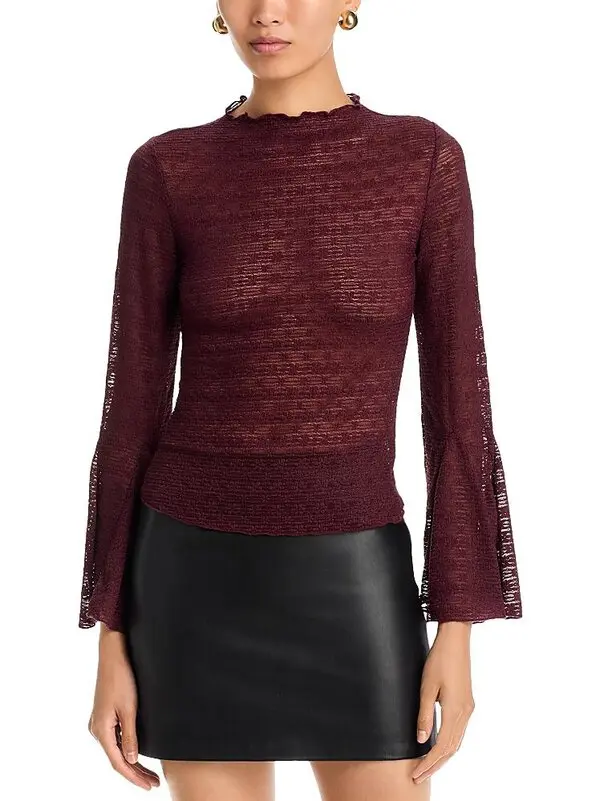 Aqua Puckered Lace Top - Chocolate