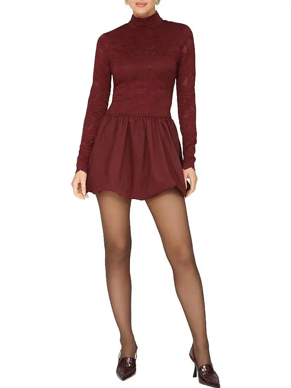 Avec Les Filles Bubble Hem Mini Dress - Burgundy