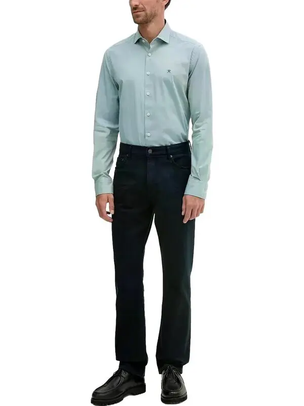 HACKETT Embroidered-logo Long-sleeve Shirt - Blue