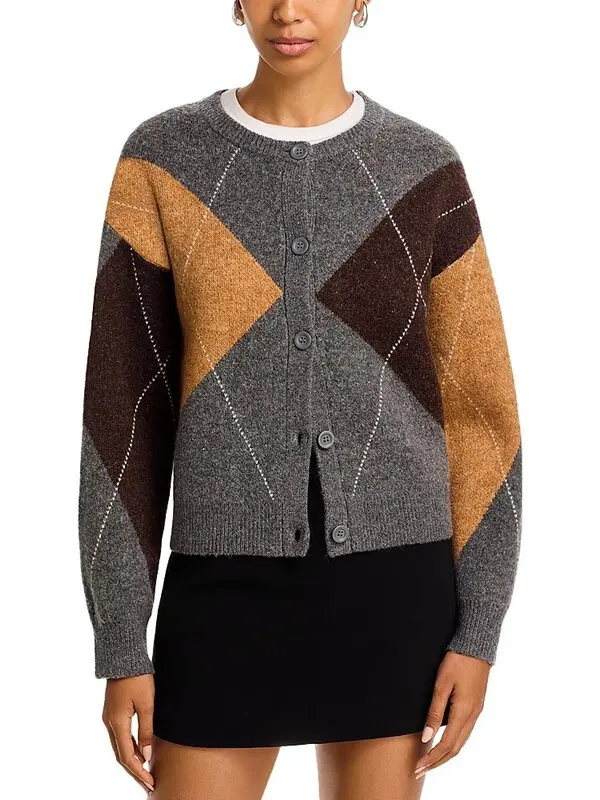 Steve Madden Vivia Argyle Cardigan Sweater - Multi
