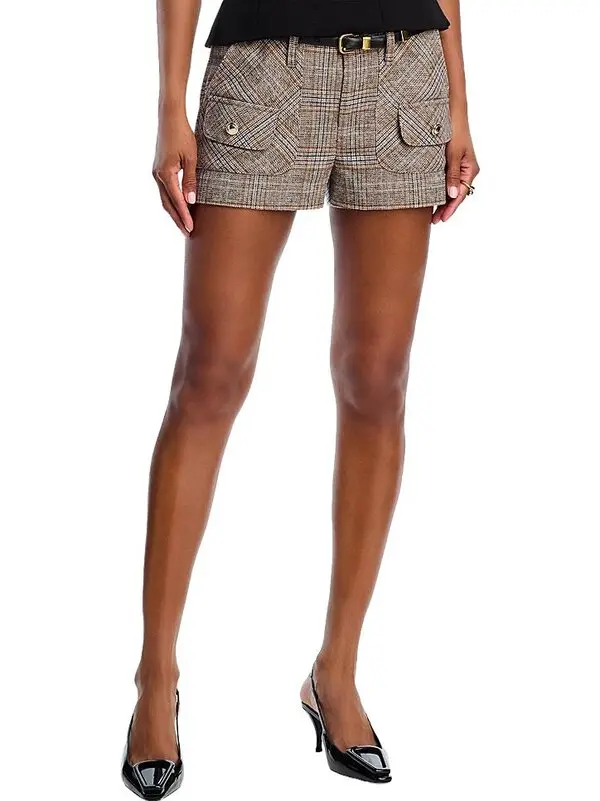 GUIZIO Patch Pocket Tartan Shorts - Green Multi