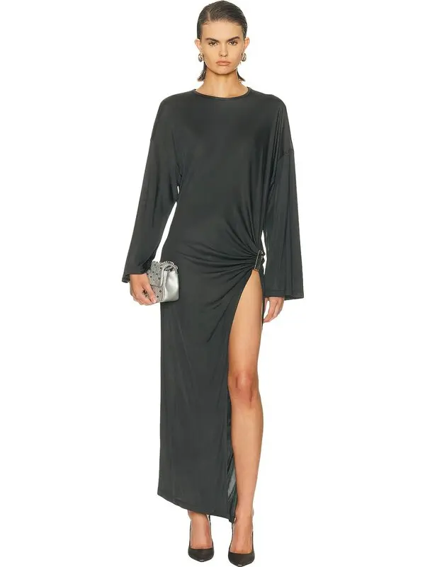 Attico Sequined Mesh Midi Dress - Dark Grey