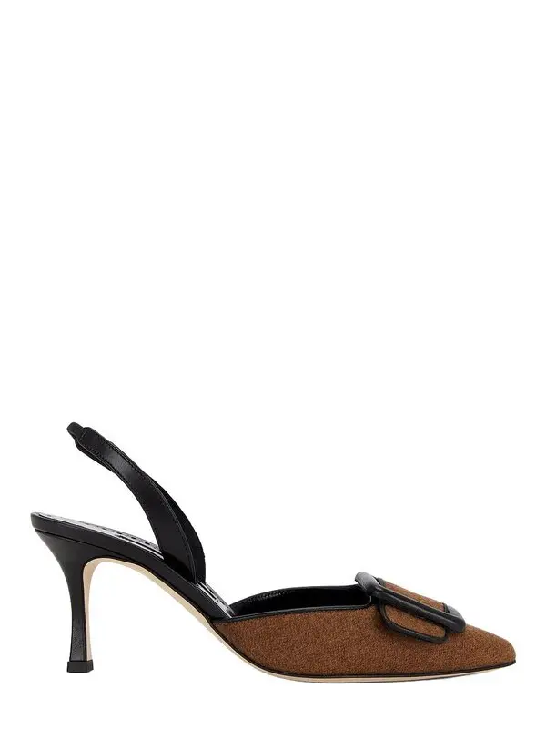 Manolo Blahnik Mayslibi 70 Pumps - Black & Medium Brown