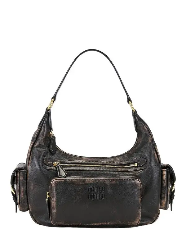 Miu Miu Velluto Righe Shoulder Bag - Caffe
