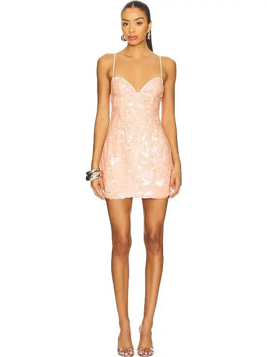 LOVERS AND FRIENDS Tarida Sequin Mini Dress - Pink Coral Sequin