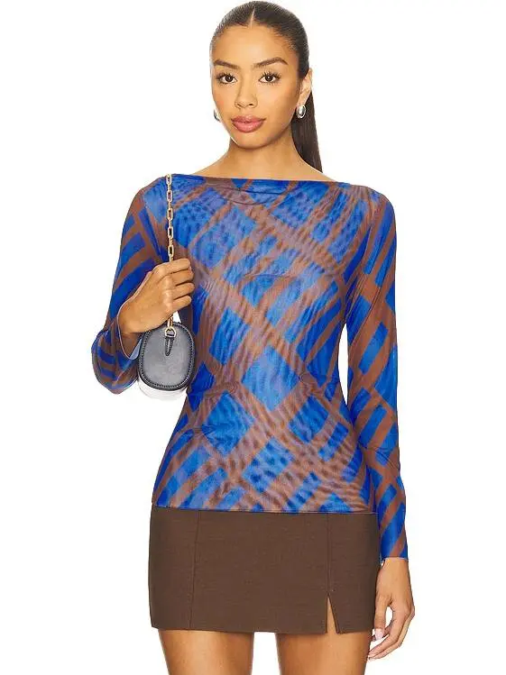 Misa Lira Top - Blue & Brown Matrix
