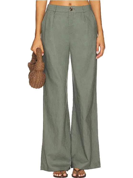 SNDYS Hale Linen Pant - Green