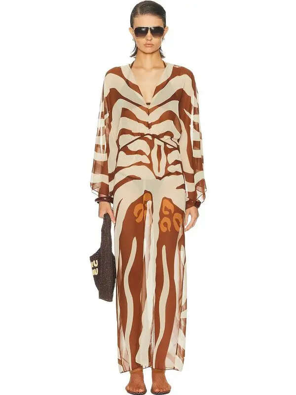Johanna Ortiz Spiritual Healers Maxi Dress - Mocca & Ecru