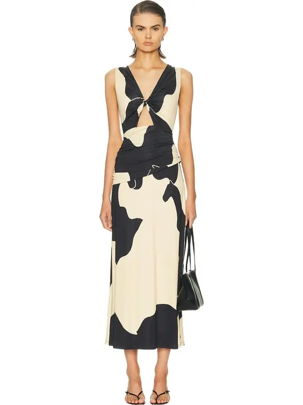 Johanna Ortiz Horizonte Mistico Ankle Dress - Ecru & Black