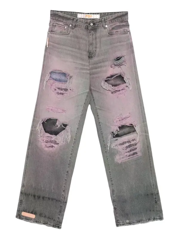 PDF Distressed Frayed Jeans - Pink